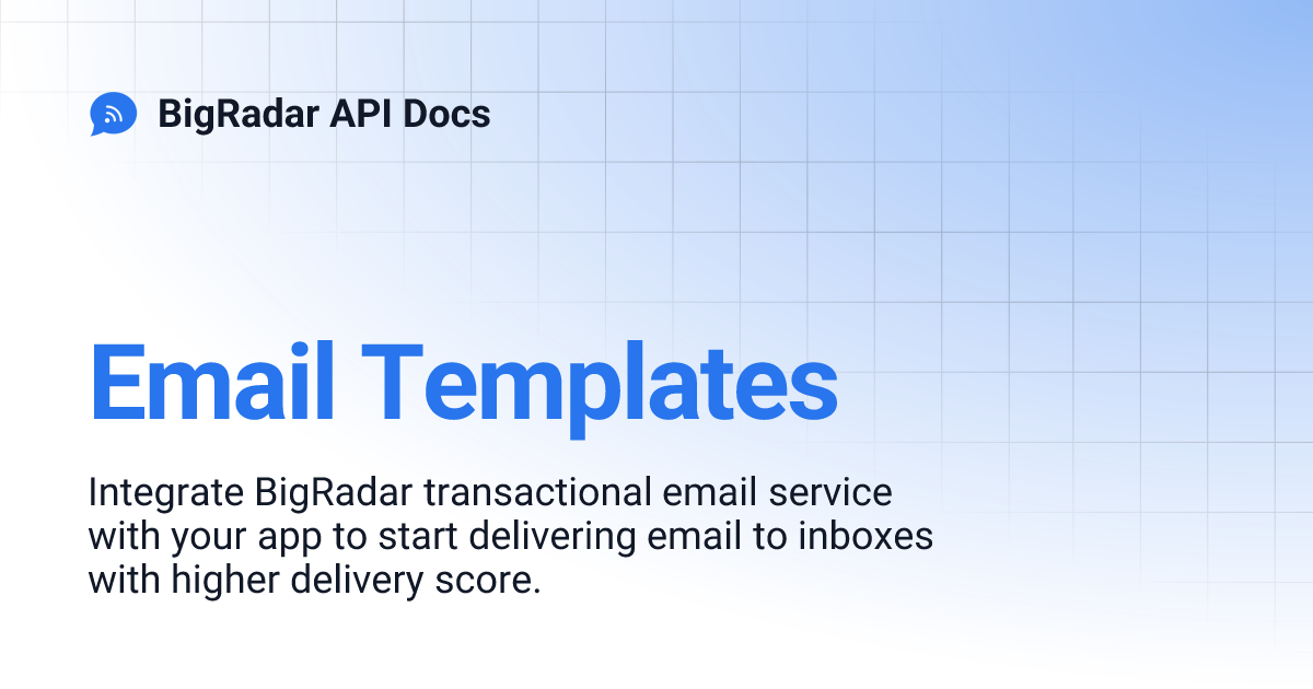 Email Templates | BigRadar API Docs